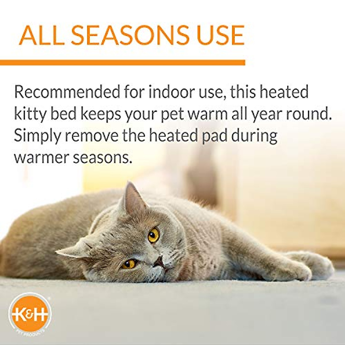 K&H Pet Products Thermo-Kitty Cuddle Up Indoor Heated Cat Bed For Dogs & Cats, Washable Pet Bed, Round Thermal Cat Mat With Short Bolster - Mocha 16 Inches
