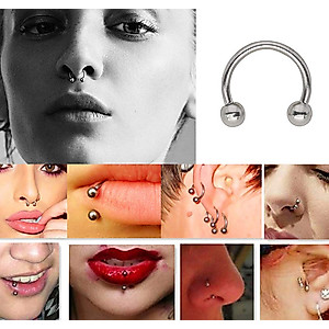 Vitaltyextracts 16pcs Fake Nose Rings Hoop Stainless Steel Faux Fake Lip Ear Nose Septum Ring Non-Pierced Clip On Nose Hoop Rings