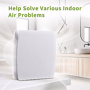 Bathroom Fan, Wall and Ceiling Mount Square Powerful 1.0 Sone 110 CFM 110 V 5.8” Duct Vent Exhaust Fan Household Ventilation Fan ABS Plastic White