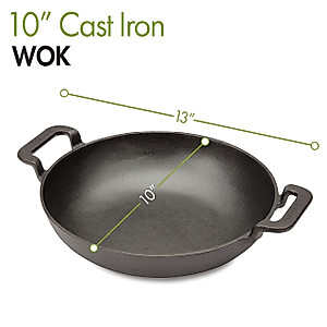 Cuisinart CCW-800, Pre-seasoned Cast Iron Grilling Wok, 10"