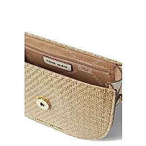 Anne Klein Mini Convertible Shoulder Bag with Resin Chain, Straw Weave/Anne White/Anne White