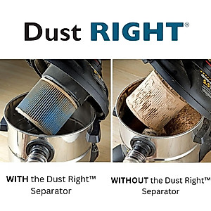 Dust Right Dust Separator + 36” Flex-Form Hose - Cyclone Dust Collector Separates Sawdust, Wood Chips, Debris, and More – 10-Gallon Translucent Bucket - Dust Collectors for Woodworking for Shop Vacs