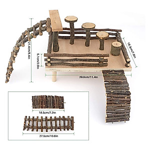 RoseFlower Hamster Playground Wooden Small Animal Activity Toys Set with Wood Ramp Bridge and Climbing Ladder - Platform Cage Toys for Syrian Hamster Mouse Gerbil Chinchilla Rat #2