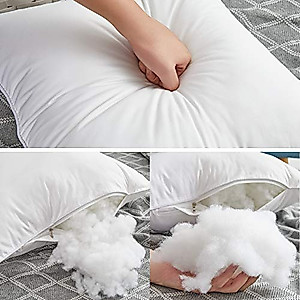 Oubonun 18"x18" Pillow Inserts (Set of 2) - Throw Pillow Inserts with 100% Cotton Cover - 18 Inch Square Interior Sofa Pillow Inserts - Decorative Pillow Insert Pair - White Couch Pillow