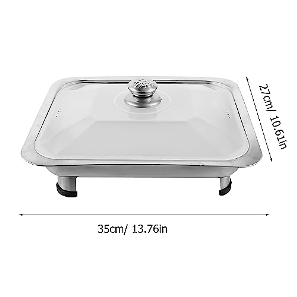 Metal Tray Chafing Dish Buffet Set Stainless Steel Rectangular Chafers with Cover Lid Buffet Server Food Warmer Catering Pan Hot Steam Table Tray Stainless Steel Griddle