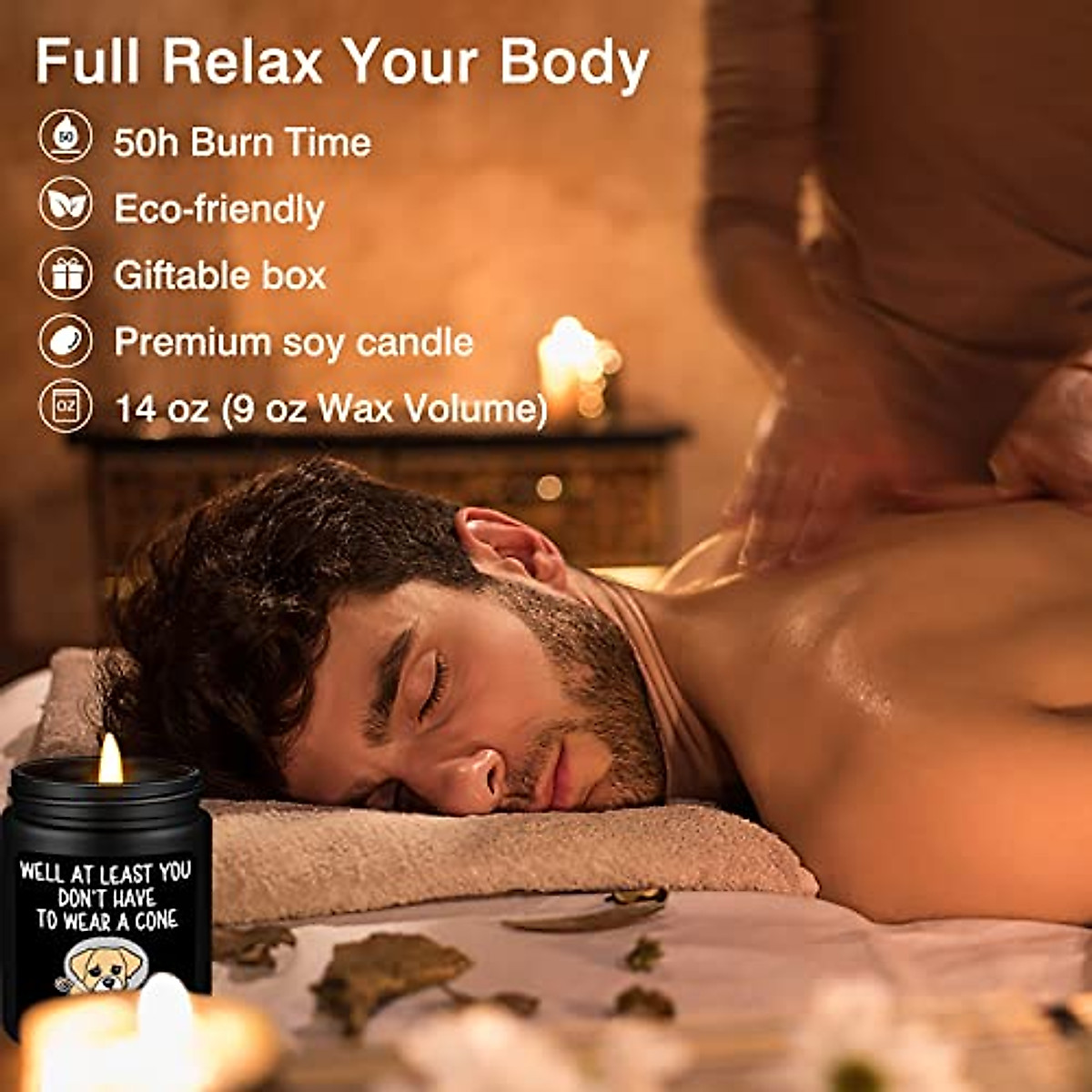 Get Well Soon Gifts for Men,Funny Gifts for Him After Surgery,Feel Better Cheer Up Inspirational Gifts,Sandalwood Candle for Friends Dad Brother Coworker.