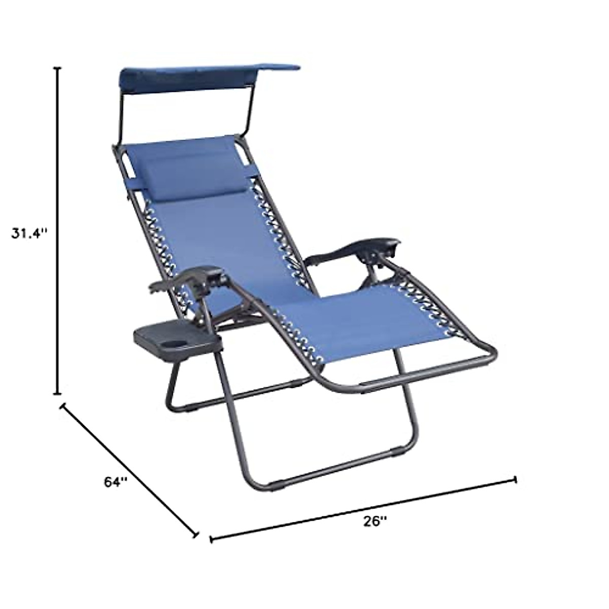 Jeco GCS18 Navy Blue Marina Zero Gravity Chair with Sunshade Pillow and Drink Tray