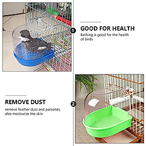 GANAZONO Small Bird Cage 2pcs Caged Bird Bath Hanging Bathtub Bath Box Toy Parrot Water Shower Bowl Cage Accessory for Small Pet Birds Canary Parakeets Budgies Lovebirds Random Color Bird Cage