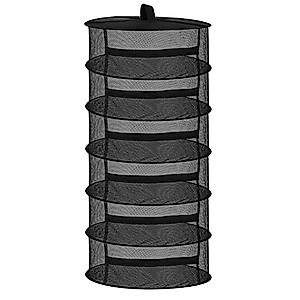 6 Layer Herb Drying Rack Collapsible Mesh Hanging Drying Net with Zipper, S Hang Buckle,20Pcs Clothes Clips Pegs,for Drying Bud, Seeds,Herb,Hydroponic Plants