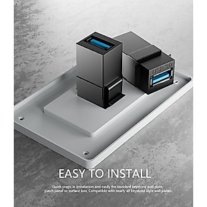 PANPEO USB 3.0 Keystone Jack Insert, USB Keystone Jack,USB to USB Adapters Female to Female Inserts Connector Interface Coupler Socket Adapter Port for Wall Plate Outlet Panel(Black-5 Pack)