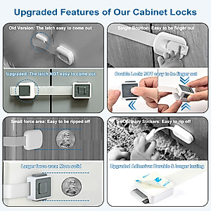 Cabinet Locks for Babies Aosite 6 Pack Child Safety Cabinet Locks Childproof Drawer Latches Baby Proof Straps Locks Adjustable Refrigerator Lock Door Lock for Furniture, Kitchen, Toilet, No Drilling