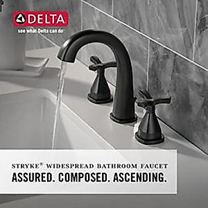 Delta Faucet Stryke Widespread Bathroom Faucet 3 Hole, Matte Black Bathroom Faucet Black, Bathroom Sink Faucet, DIAMOND Seal Technology, Metal Drain Assembly, Matte Black 357756-BLMPU-DST