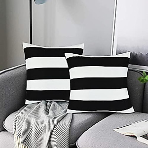 Yastouay 2 Pack Throw Pillow Covers, Black White Pillow Covers, Stripe Decorative Pillow Case, Farmhouse Striped Cushion Cover for Sofa Couch Chair Bed, 18 x 18 Inches