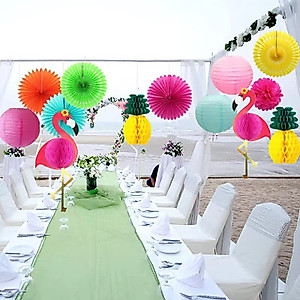 Flamingo Party Honeycomb Decoration, Hanging Paper Fan, Palm Leaf , Pineapple Paper lanternFiesta Party Supplies, Tissue Paper Flowers for Hawaiian Beach Luau Party Birthday Wedding Photo Backdrop