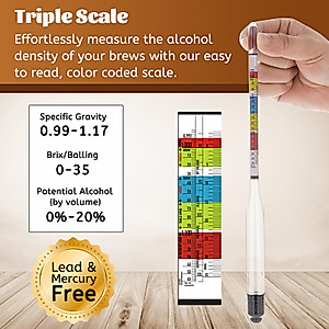 AOZ LIbei Hydrometer Mead Wine Beer Brewing Ale Making Kombucha Kit,Alcohol Tester Accessories Moonshine Still Kit Complete for Home Test Equipment-Specific Gravity Abv Tester
