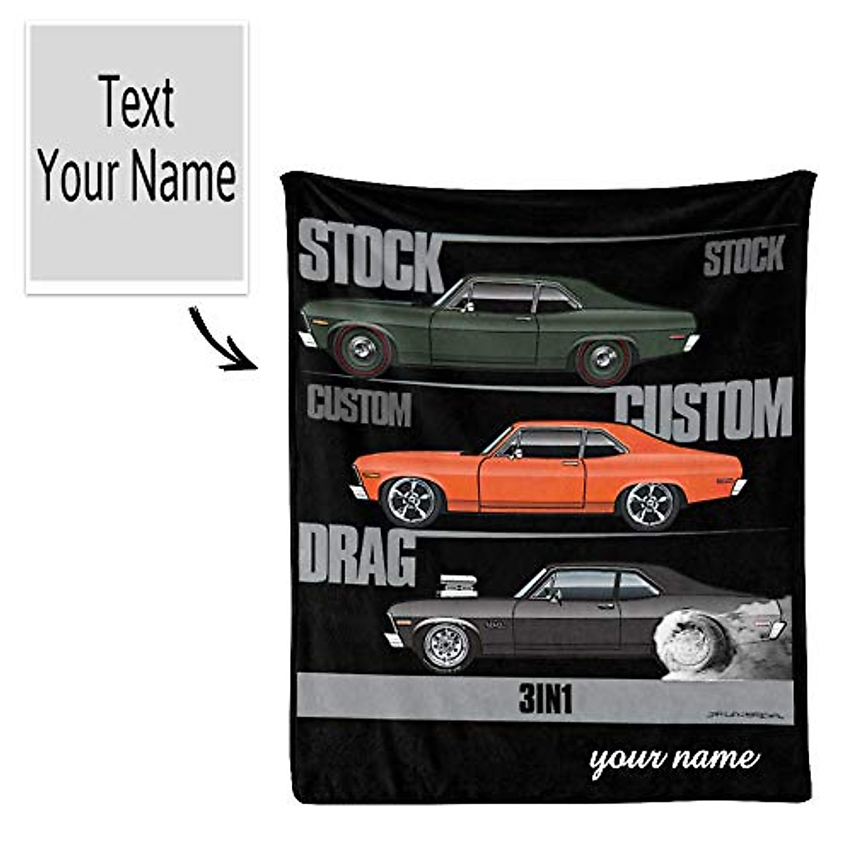 CUXWEOT Personalized Blanket Custom Text Name Car Soft Fleece Throw Blanket for Gifts (50 X 60 inches)