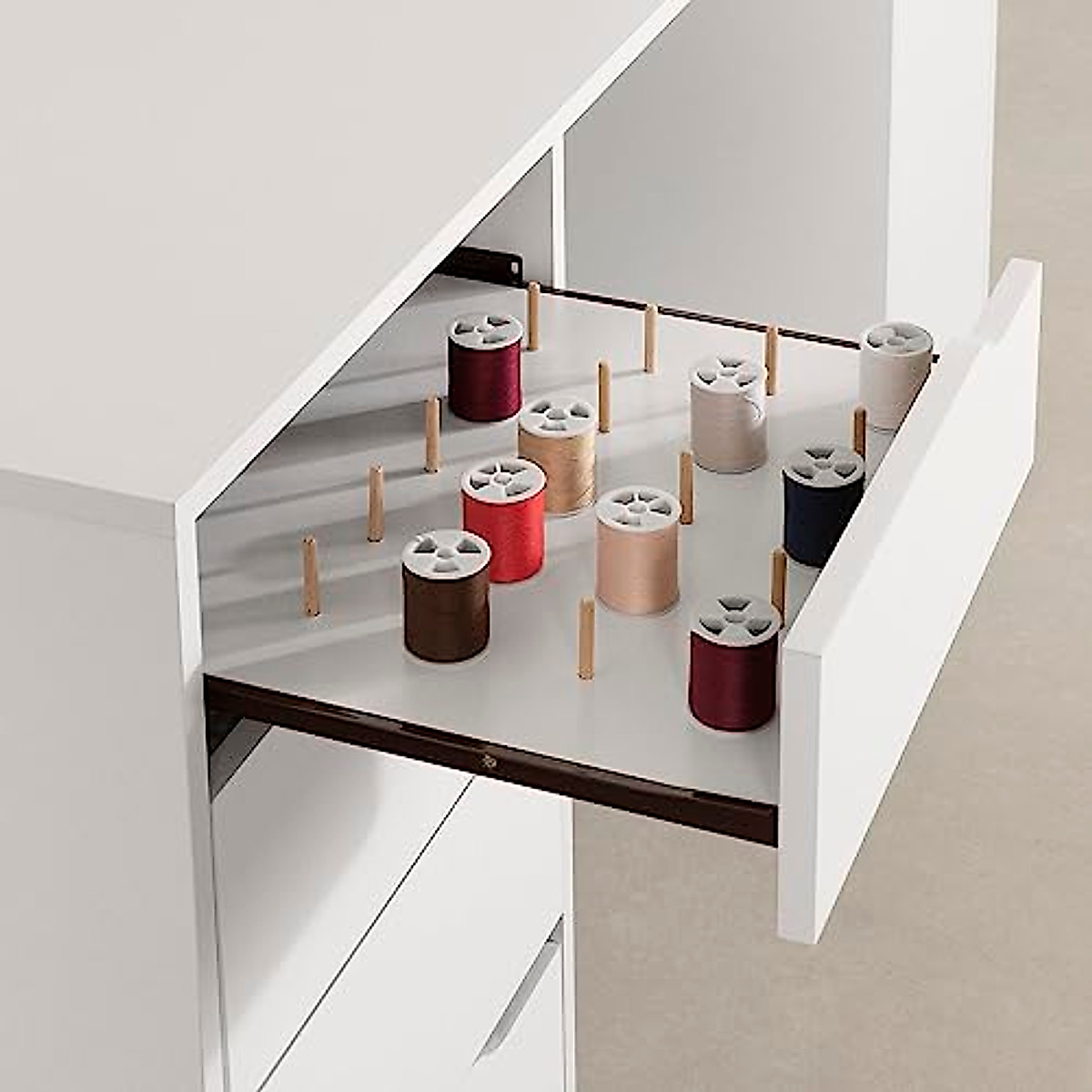 South Shore Crea Craft Table on Wheels with Sliding Shelf, Storage Drawers and Scratchproof Surface, Pure White