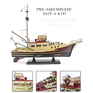 NAUTIMALL Jaws Orca Wooden ship model Shark Fishing Boat Pre-assembled Antique finish sailboat decor (Orca-15inch)
