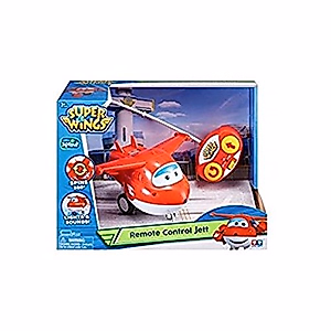Super Wings Remote Control Car Jett Airplane Toy, 360 Spin Easy Control, STEM Toys with Light and Sound Effects for Kids, Best Birthday Gifts for 3-5 Year Old Boys and Girls