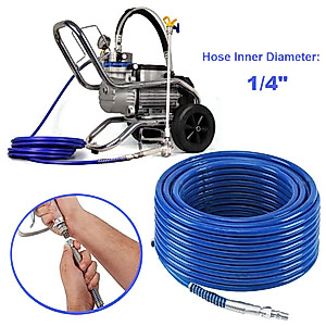 GYLBF 50ft x 1/4" Upgraded Airless Paint Sprayer Hose Sprayers, Airless Paint Hose Made of Four Layers of Quality Materials, Contains Encrypted steel wire Layer
