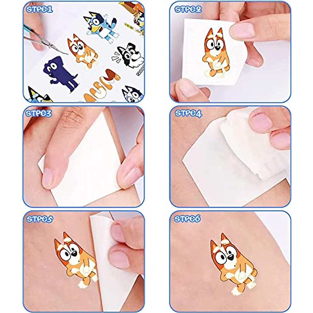9 Sheets (189PC ) Blue-y Temporary Tattoos Stickers,Blue-y Birthday Themed Party Supplies Decoration Favors, Cartoon Tattoos Sticker Gift for Kids Boys Girls Home Activity Class Prizes Carnival Christmas Rewards