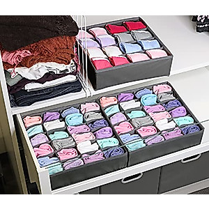 Simple Houseware Closet Drawer Organizer for Clothes, Socks and Underware, 3 Pack, Dark Grey