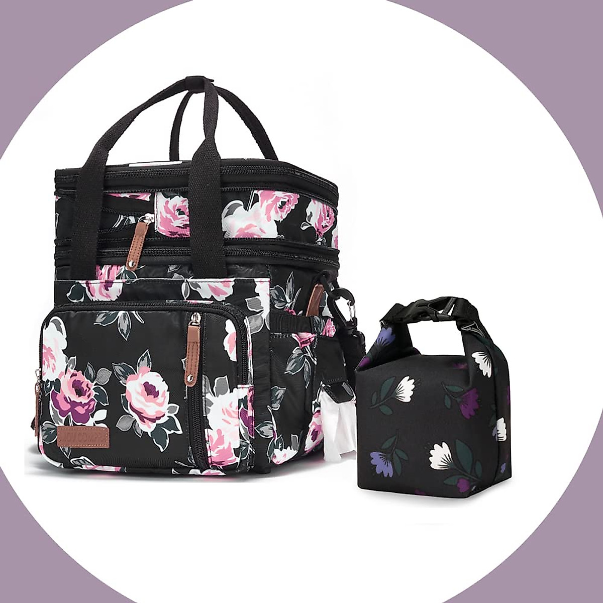 MOV COMPRA Movcompra Flower Insulated Lunch Box for Women and Insulated Snack Bag- Women Girls Reusable Sandwich & Snack Bags