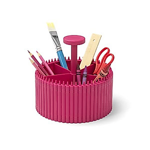 Crayola Round Storage Organizer - Creative Kids Desk Organizer with 5 Sections for Storing Pens, Pencils, Crayons and Other School/Office Supplies, Razzmatazz, Kids 3+ Years