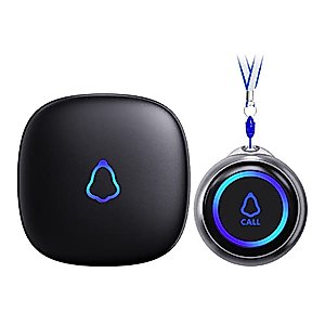 Caregiver Pager, Wireless Panic Buttons Elderly Monitoring Assistance Products for Seniors,Patients,Disabled,intercom for Elderly at Home,Shower Room, Student at Classroom Black