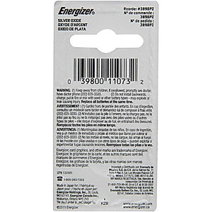 Energizer 389 Button Cell Silver Oxide SR1130W Watch Battery Pack of 5 Batteries