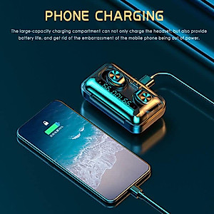 (2022 Upgraded) Wireless Bluetooth Earbuds 2000mAh Charging Compartment Power Bank Magnetic Switch 8D Stereo Sound Mini in-Ear Running Sport Headset Support iOS/Android Mobile Phone