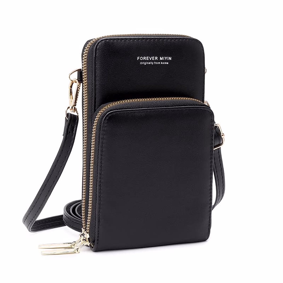 WaitingU Small Crossbody Bag Cell Phone Purse for Women, Touch Screen Bag Shoulder Handbag Wallet with Credit Card Slots (A-black)