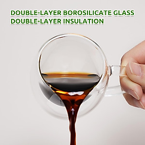 BSDPRFE 2.5 oz Espresso Cups Set of 2 with Handle Espresso Shot Glasses, Double Wall Insulated Espresso Mugs, Tazas de Cafe Expreso, Milk Cup with Handle, Suit for Espresso Machine