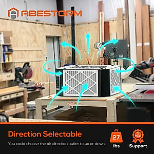ABESTORM 360 Degree Intake Air Filtration System Woodworking -(1350 CFM) Hanging Air Filter with Strong Vortex Fan for Wood Workshop, Garage, Shop Dust Collectors, Up to 1700 sq. ft, DecDust 1350
