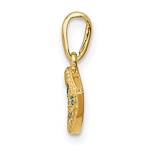 Diamond2Deal 14k Yellow Gold Blue CZ Eye Pendant
