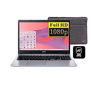 acer Newest Chromebook Laptop. 15.6" Full HD 1080p IPS Touchscreen Display, Intel Celeron N4020 Dual-Core Processor, 4GB DDR4 RAM, 64GB eMMC+ 256GB USB, Webcam, WiFi 5, Chrome OS, Silver, JVQ MP