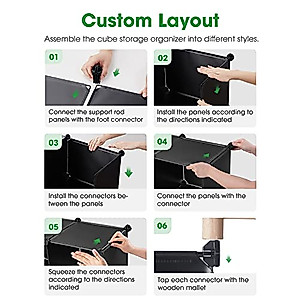 Puroma Closet Organizer 6 Cube Storage Organizer, Clothes with Mallet DIY Organizers and Storage, Portable Shelves Cabinet for Home, Office, Bedroom