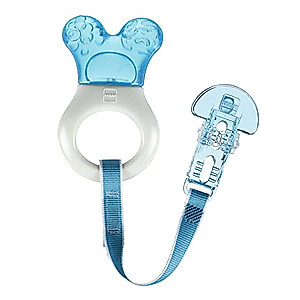 MAM Mini Cooler Teether with Clip Baby Teether, Cooling Mechanism Soothes Sore Gums, Relieves Teething Symptoms in Babies 2+ Months, 1 Pack, 2+ Months, Boy