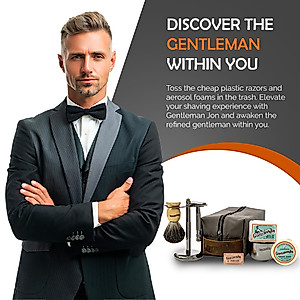 Gentleman Jon Deluxe Vintage Wet Shave Grooming Set for Men - Safety Razor, Brush, Alum Block, Soap, Bowl, Blades, Stand & Dopp Kit