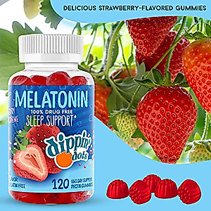 Dippin' Dots - Melatonin Sleep Support Gummies (120 Count) Strawberry Sunset Creme Flavor Chews | 2.5mg Per Gummy Sleep Supplement for Children and Adults | Supplement for faster Faster & Longer Sleep
