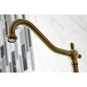 Kingston Brass KS1248PXBS Heritage Wall Mount Bridge Kitchen Faucet Sprayer, Antique Brass
