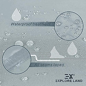 Explore Land Outboard Motor Cover - Waterproof 600D Heavy Duty Boat Engine Hood Covers - Fit for Motor 115-225 HP, Grey