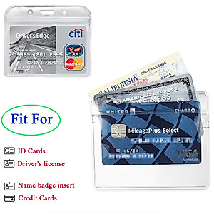 YOUOWO 12 Pack Horizontal ID Card Badge Holders 3.2 x 3.85 inches, Fits 2.3 x 3.5 Name Tag Insert Waterproof Punched Zipper Resealable Clear Plastic Labels Credit Cards