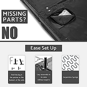 LIFERECORD Futon Bed Modern Convertible Sofa Memory Foam Daybed with Adjustable Armrests for Living Room Apartment Dorm, Black