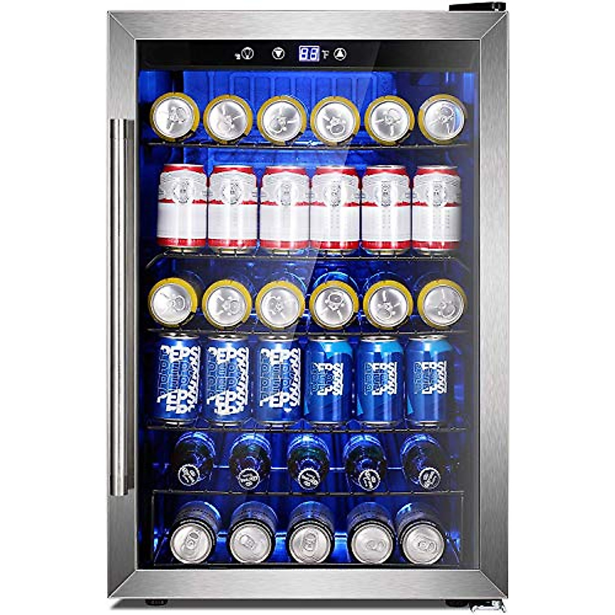 Antarctic Star Beverage Refrigerator Cooler - 145 Can Mini Fridge Glass Door for Soda Beer or Wine Small Drink Dispenser Clear Front for Home, Office or Bar, Silver,4.4cu.ft