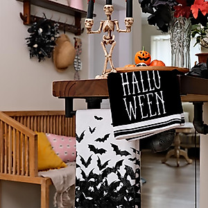 ARKENY Halloween Kitchen Towels Set of 2,Black Bats Dish Towels 18x26 Inch Drying Dishcloth,Farmhouse Home Decoration AD123