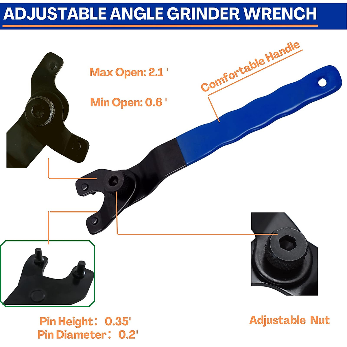 Angle Grinder Wrench Angle Grinder Nut 2PCS Grinder Flange Nut 5/8-11 Grinder Nuts Compatible with Dewalt Milwaukee Makita Bosch Ryobi Black Decker Grinder Parts …