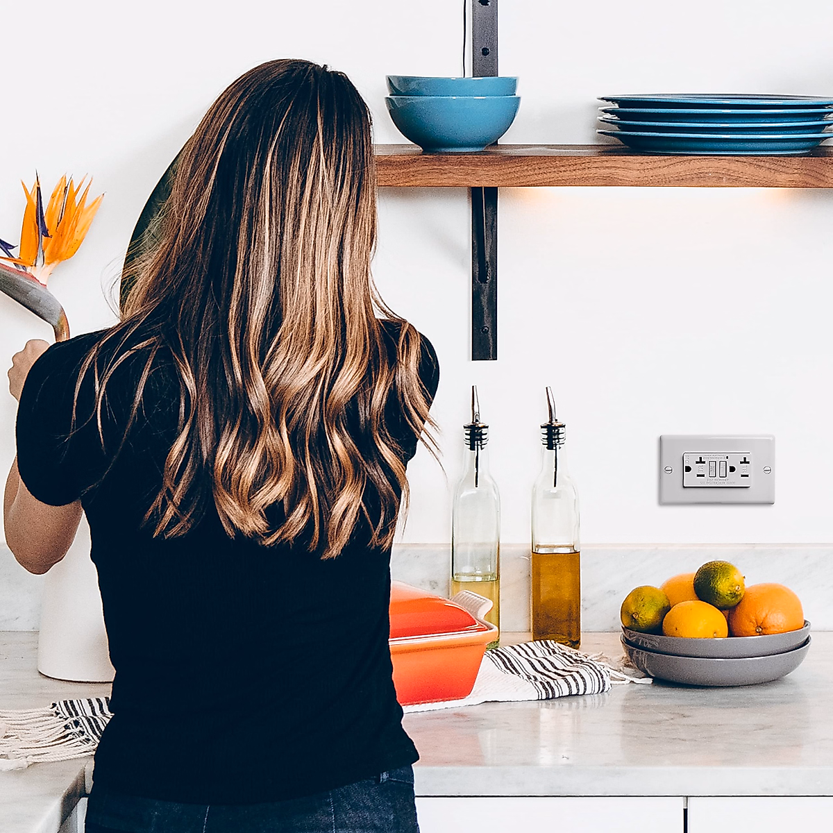 Faith 20A GFCI Outlet, Tamper-Resistant GFI Duplex Receptacle with LED Indicator, Self-Test Ground Fault Circuit Interrupter with Wall Plate, ETL Listed, White