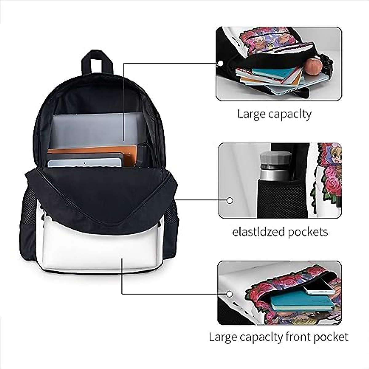 COMFOBOND Anime Ouran High School Host Club Laptop Backpack Lightweight Double Shoulder Bag Travel Daypack Camping Work Hiking For Men Women