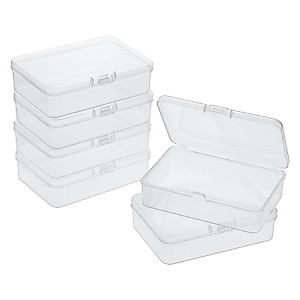 4 Pcs Mini Plastic Storage Containers Box with Lid, Small Beads Storage Containers Travel Case 4.5x3.3x1.1 Inch Clear Rectangle Box Organizer for Collecting Small Items, Beads, Jewelry, Cards, Crafts
